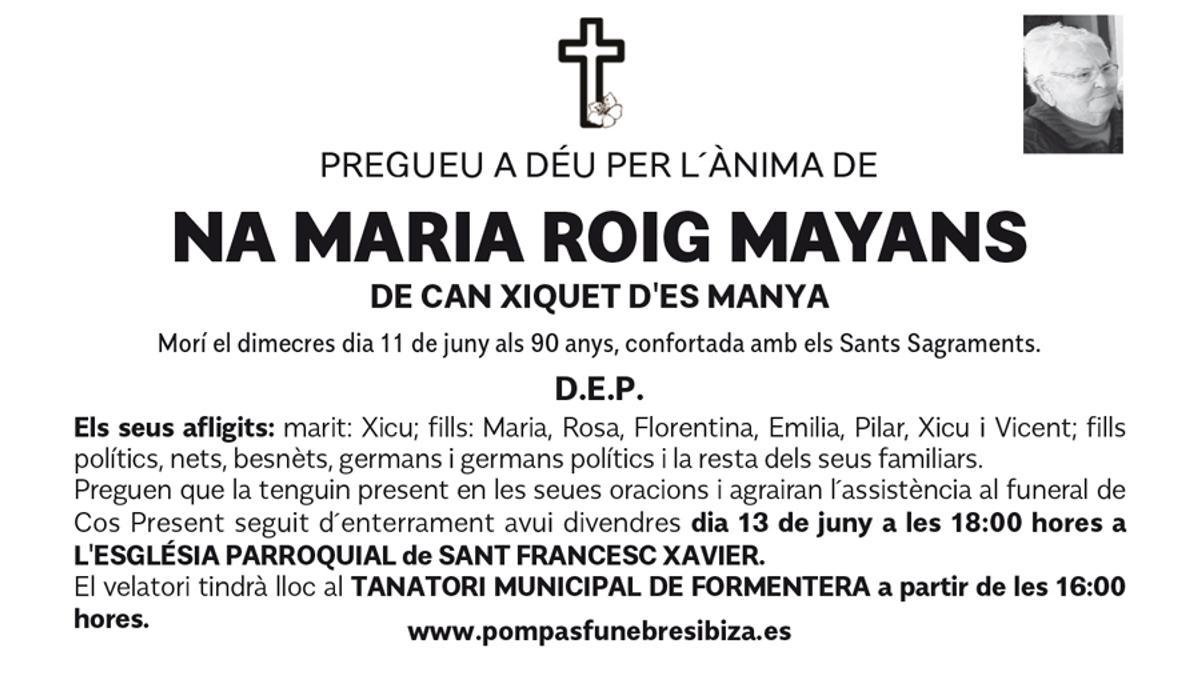 Esquela Maria Roig Mayans