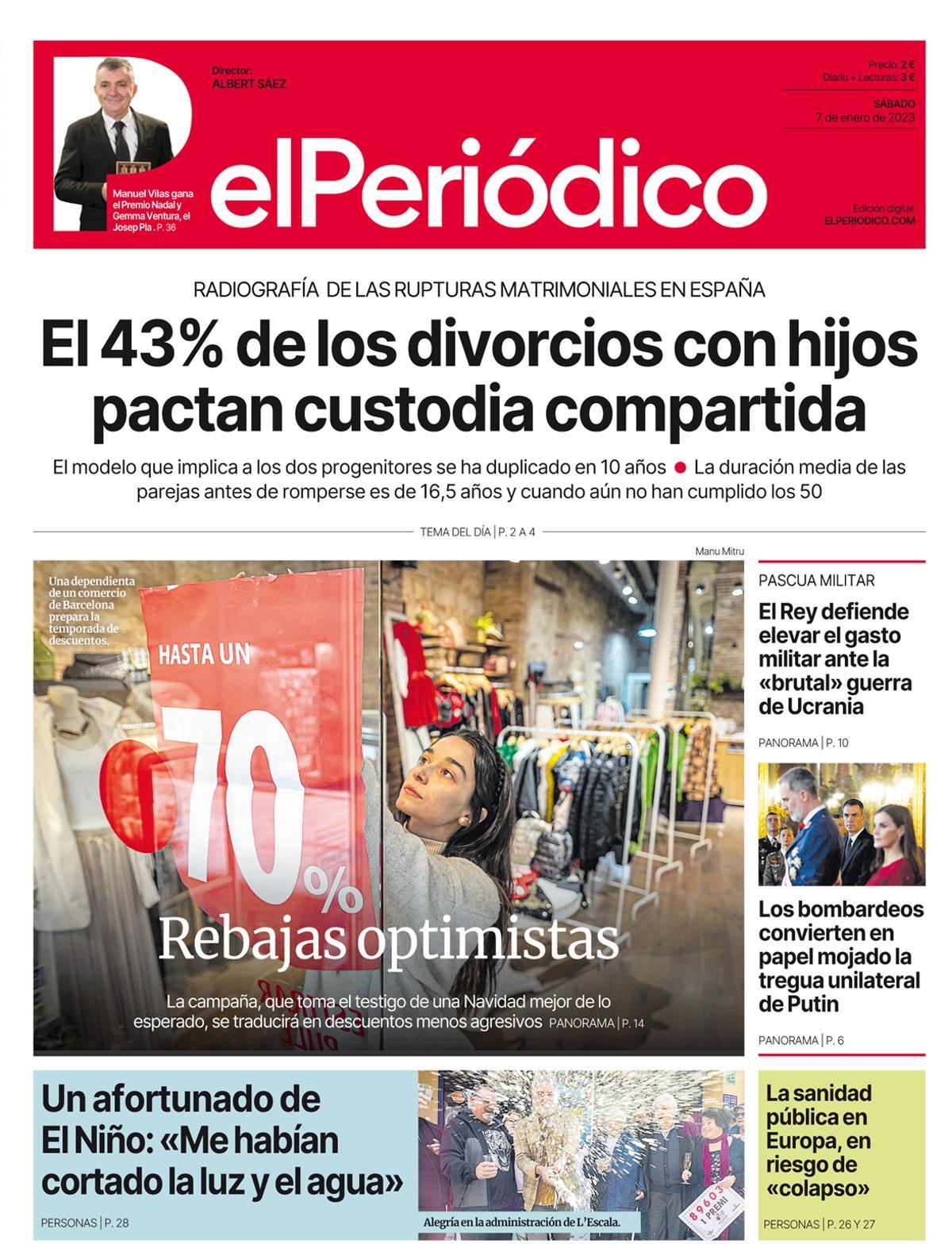La portada de EL PERIÓDICO del 7 de enero de 2023
