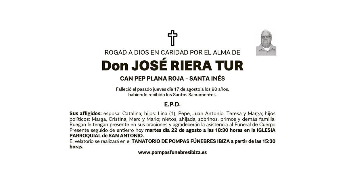 Esquela José Riera Tur