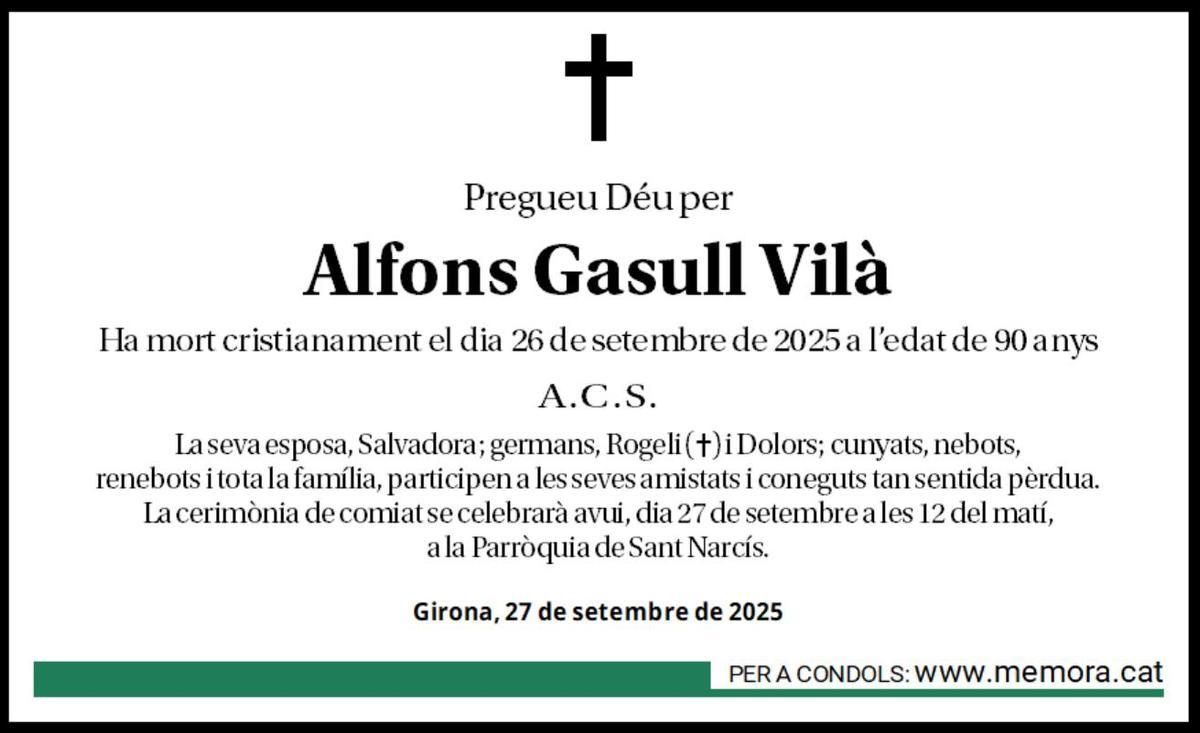 DEFUNCIONS | Necrològiques del 27 de setembre de 2025