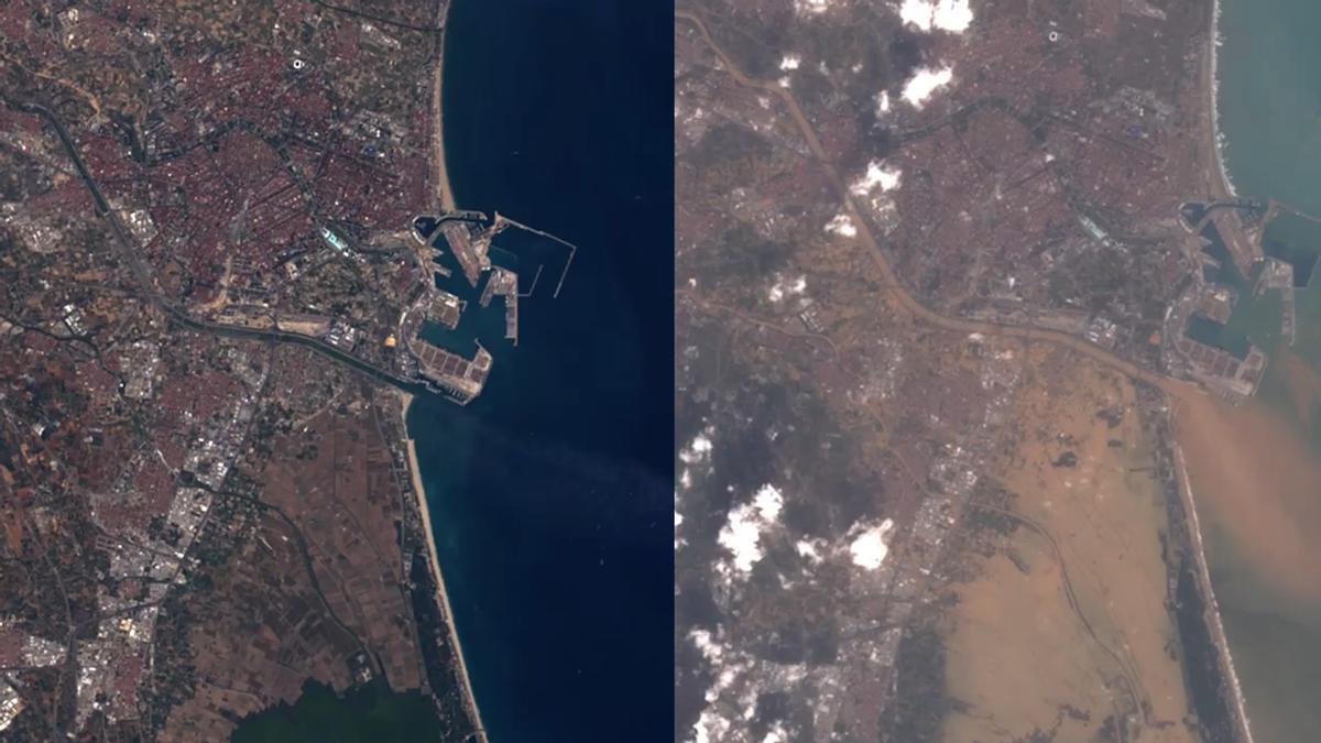 DANA VALENCIA TEMPORAL | Un satélite muestra el antes y después de ... DANA VALENCIA TEMPORAL | Un satélite muestra el antes y después de ...