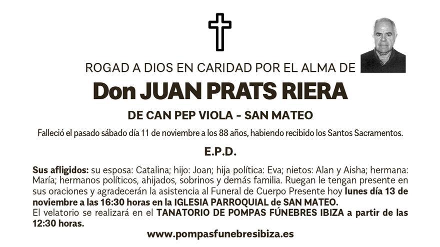 Esquela Juan Prats Riera - Diario de Ibiza