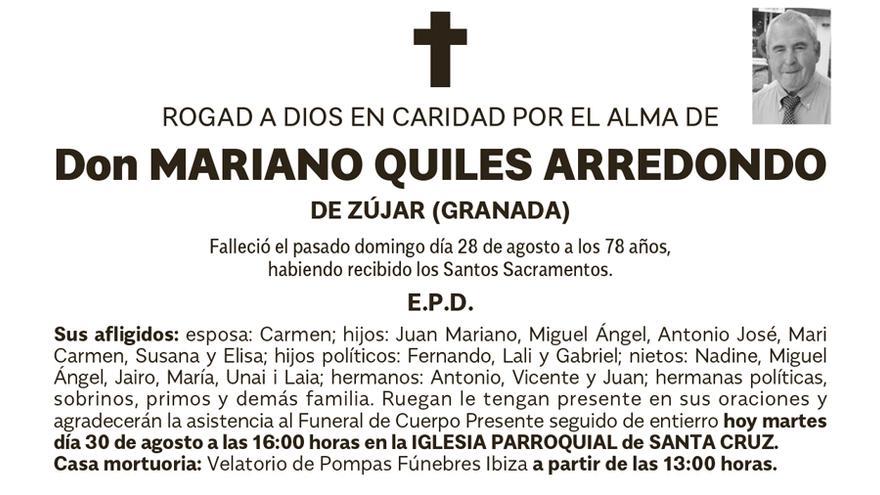 Esquela Mariano Quiles Arredondo - Diario de Ibiza