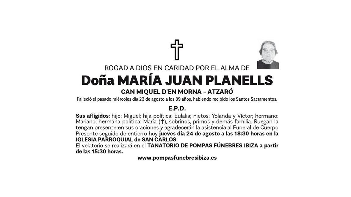 Esquela María Juan Planells