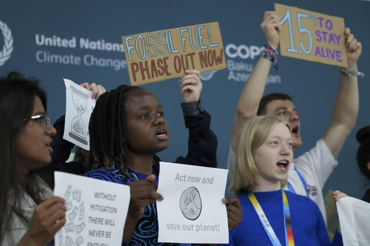 Protestas de activistas en la COP29 | FOTOS