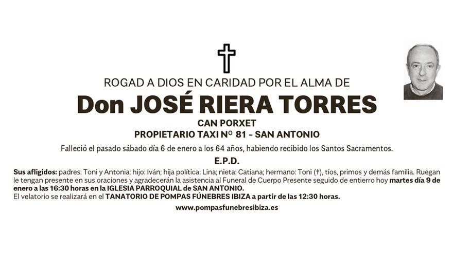 Esquela José Riera Torres - Diario de Ibiza