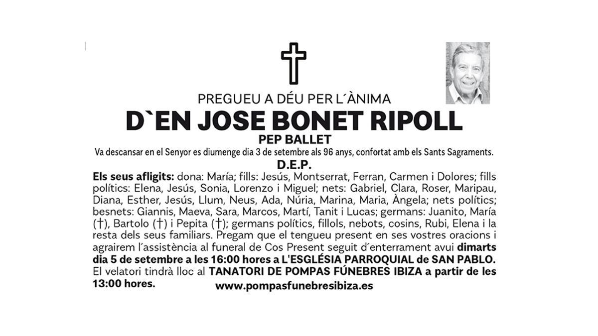 Esquela Jose Bonet Ripoll
