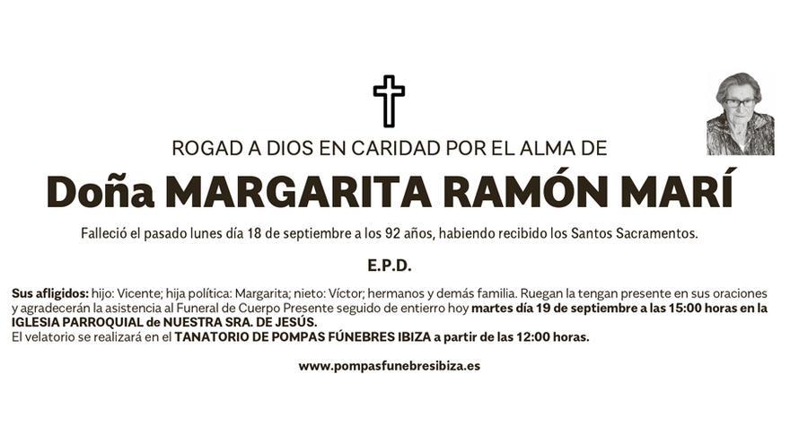 Esquela Margarita Ramón Marí - Diario de Ibiza