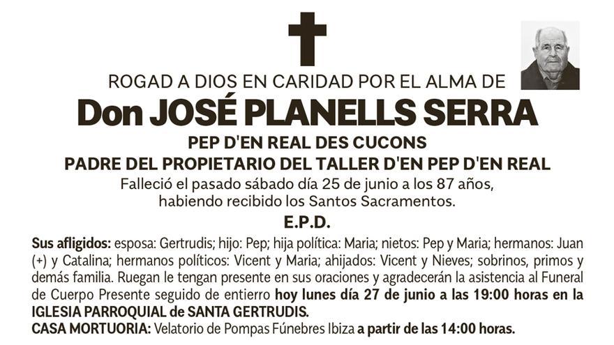 Esquela José Planells Serra - Diario de Ibiza