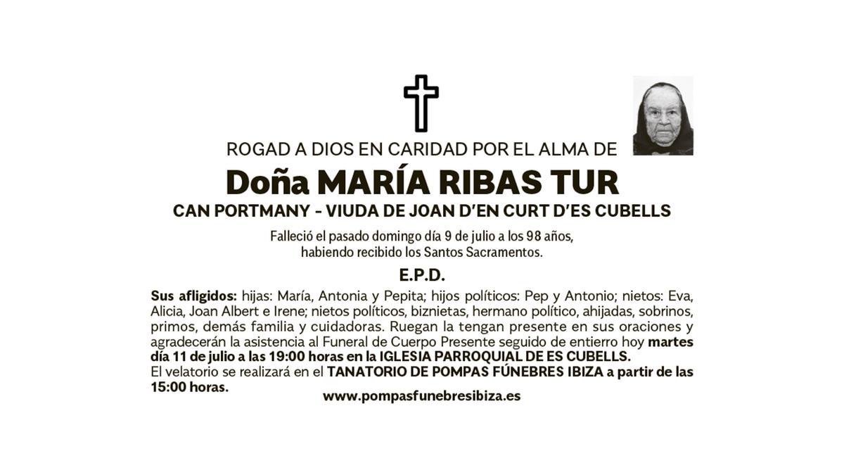 Esquela María Ribas Tur