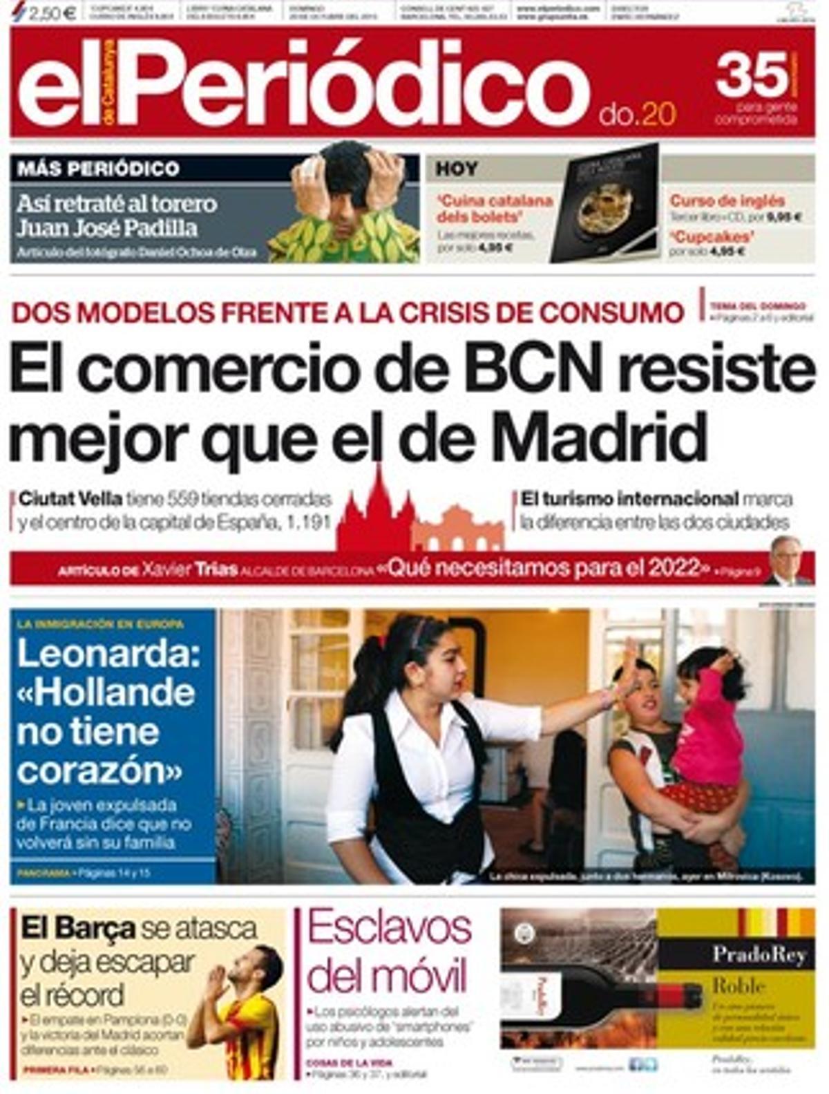 "El comercio de BCN resiste mejor que el de Madrid", en la portada de ...