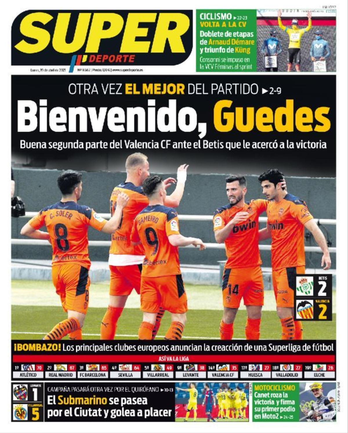 La portada de SUPER del lunes