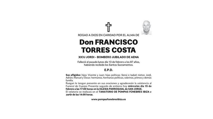 Esquela de don Francisco Torres Costa - Diario de Ibiza
