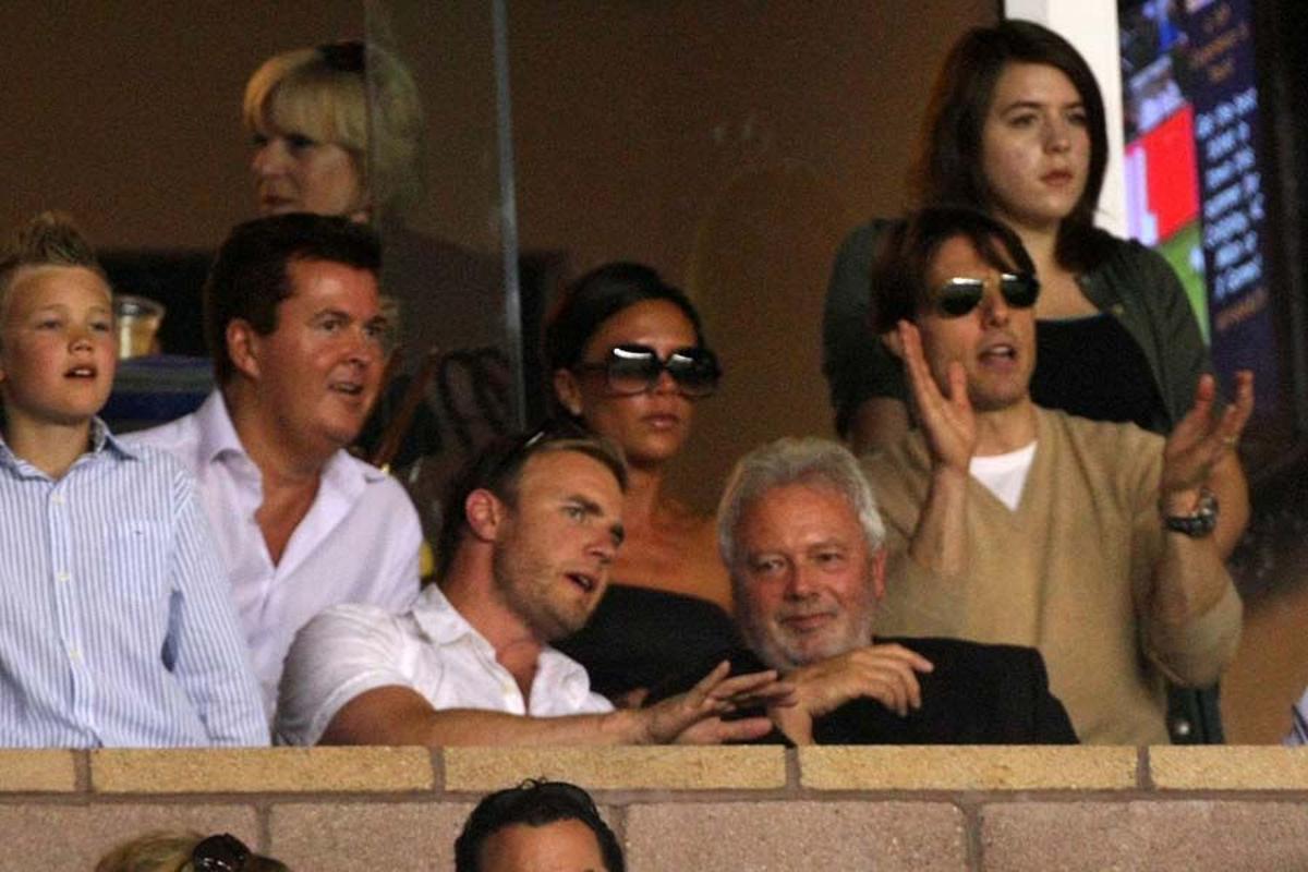Tom Cruise acompaña a Vicky Beckham a ver un partido de David - Cuore