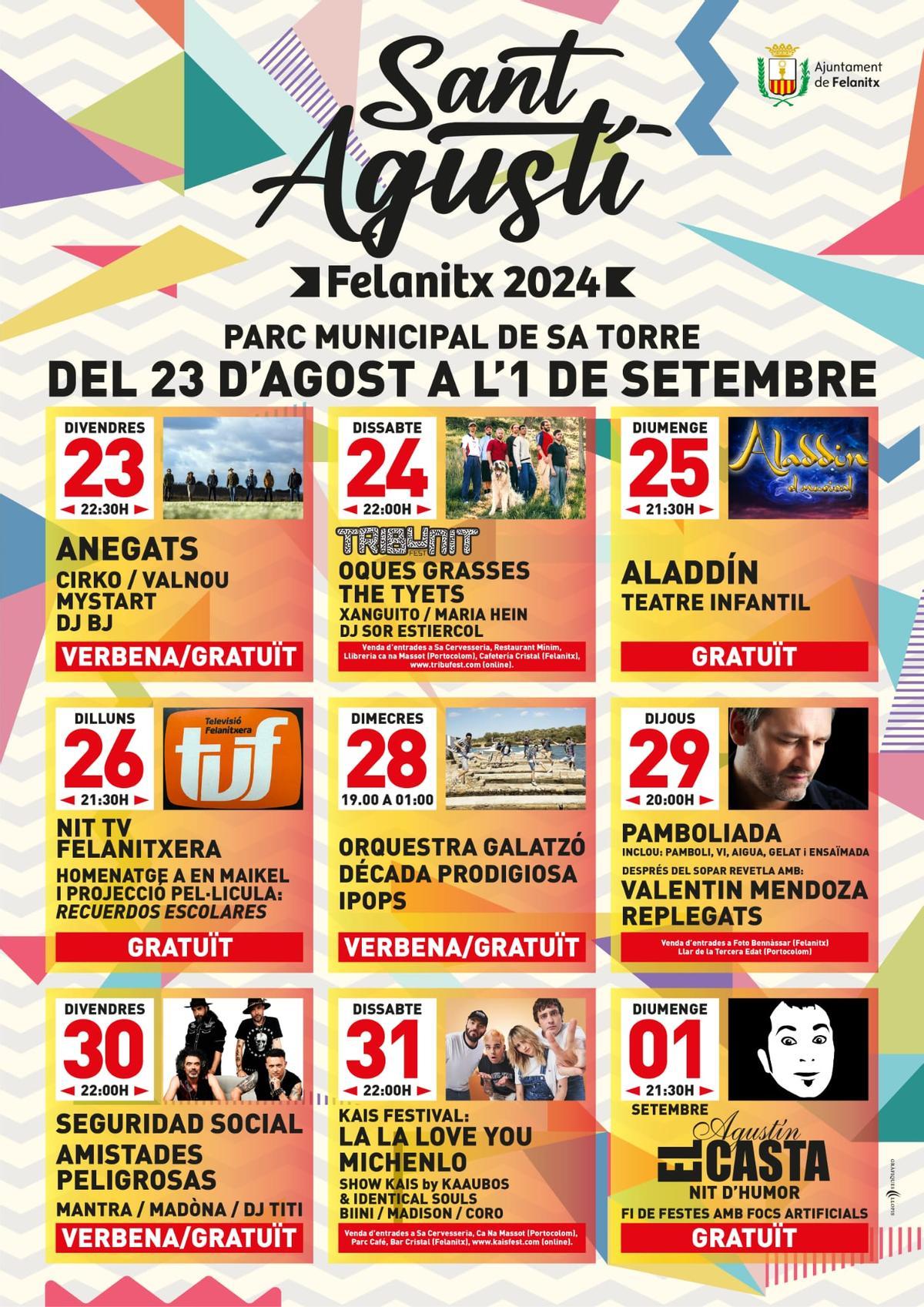 Sant Agustí 2024: Este es el cartel de las verbenas de Felanitx