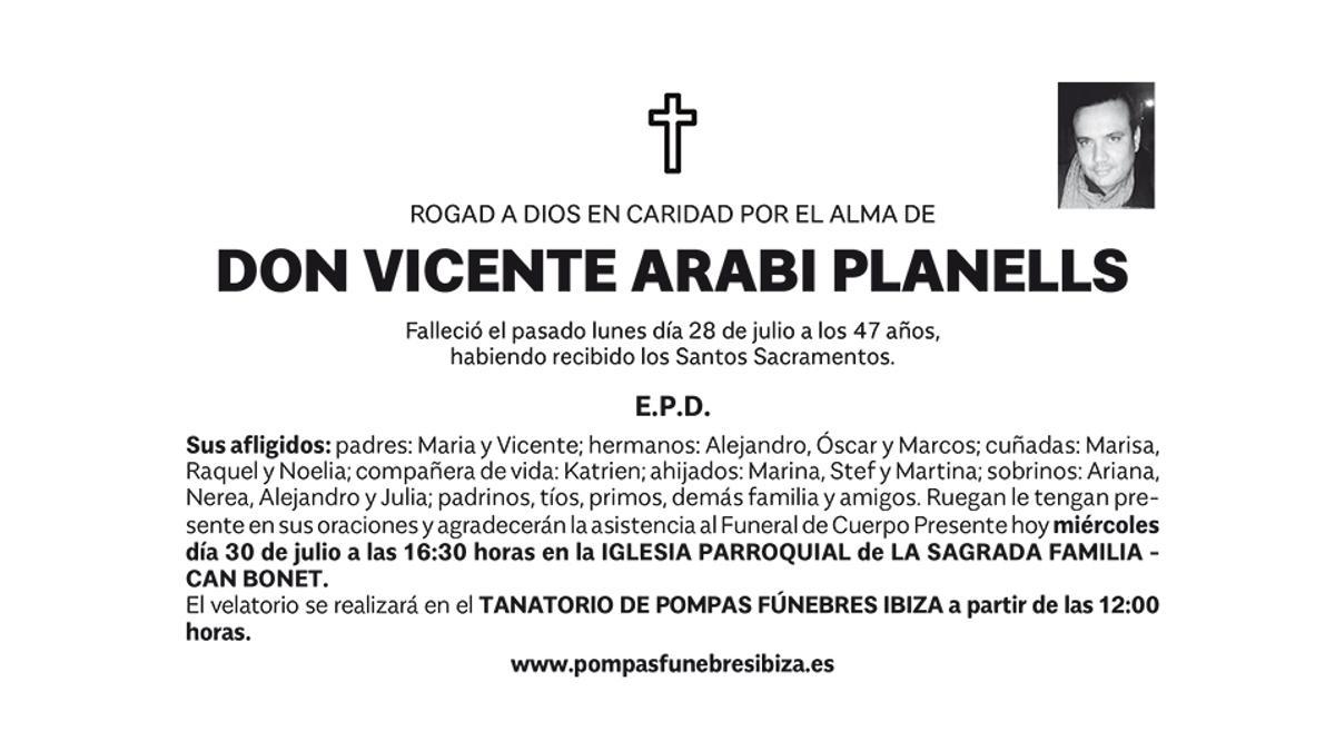 Esquela Vicente Arabi Planells