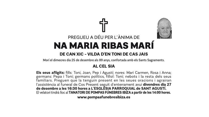 Esquela Maria Ribas Marí
