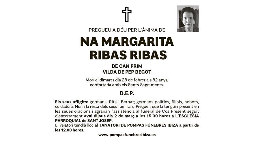 Esquela Margarita Ribas Ribas - Diario de Ibiza
