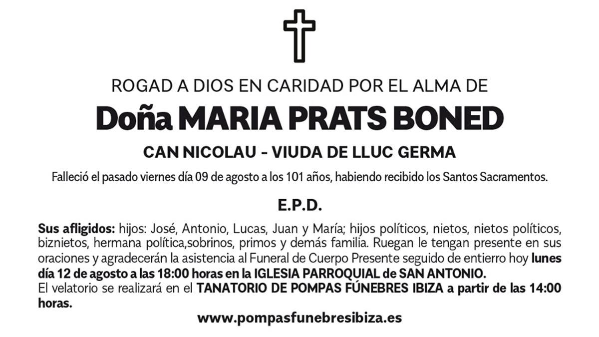 Esquela Maria Prats Boned