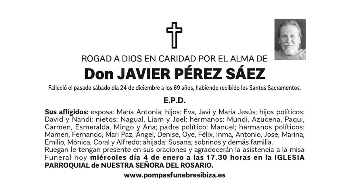 Esquela Javier Pérez Sáez - Diario de Ibiza