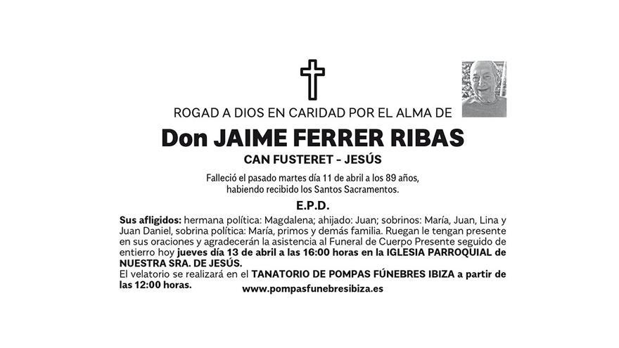 Esquela Jaime Ferrer Ribas - Diario de Ibiza