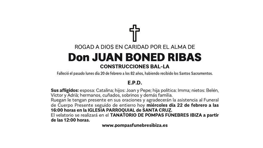 Esquela de don Juan Boned Ribas - Diario de Ibiza