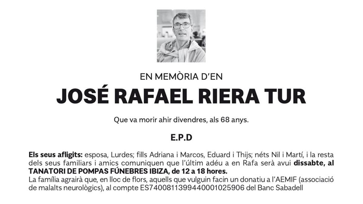 Esquela José Rafael Riera Tur
