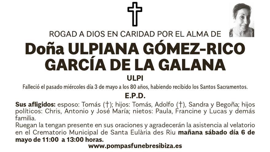 Esquela Ulpiana Gómez-Rico García de la Galana - Diario de Ibiza