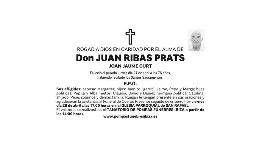 Esquela Juan Ribas Prats - Diario de Ibiza