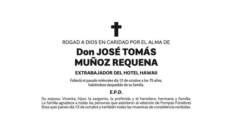 Esquela José Tomás Muñoz Requena - Diario de Ibiza