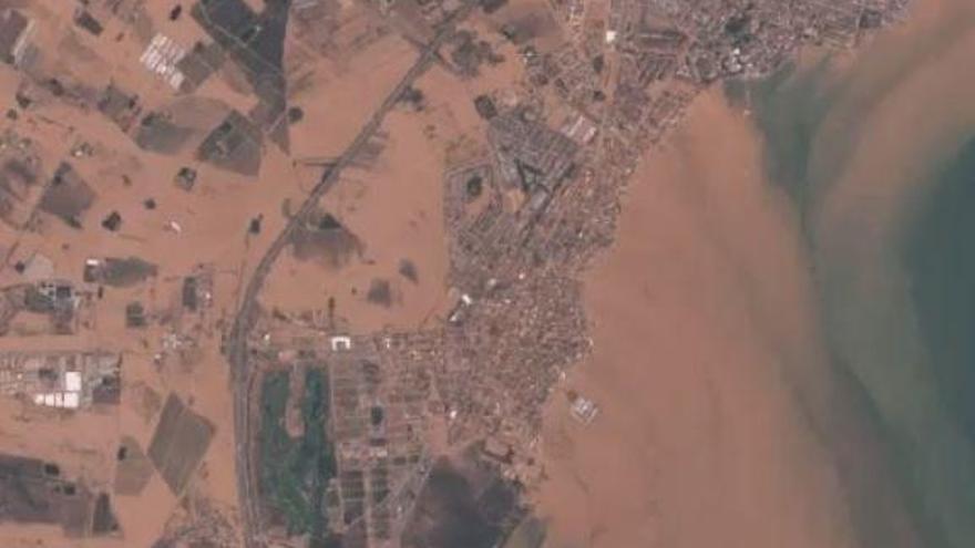Los efectos de la DANA en el Mar Menor vistos desde el satélite Sentinel Los efectos de la DANA en el Mar Menor vistos desde el satélite Sentinel