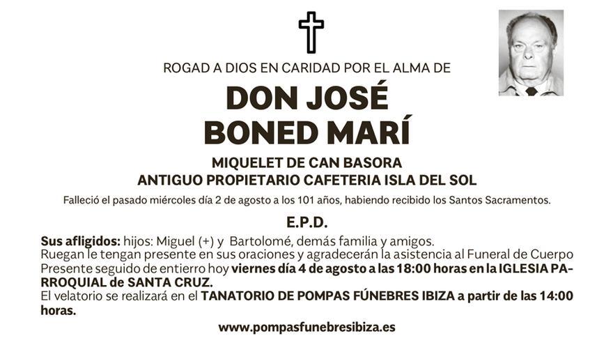 Esquela José Boned Marí - Diario de Ibiza