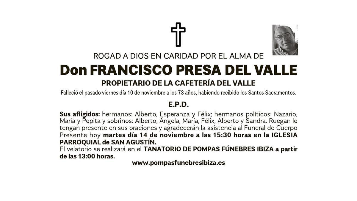 Esquela Francisco Presa del Valle - Diario de Ibiza