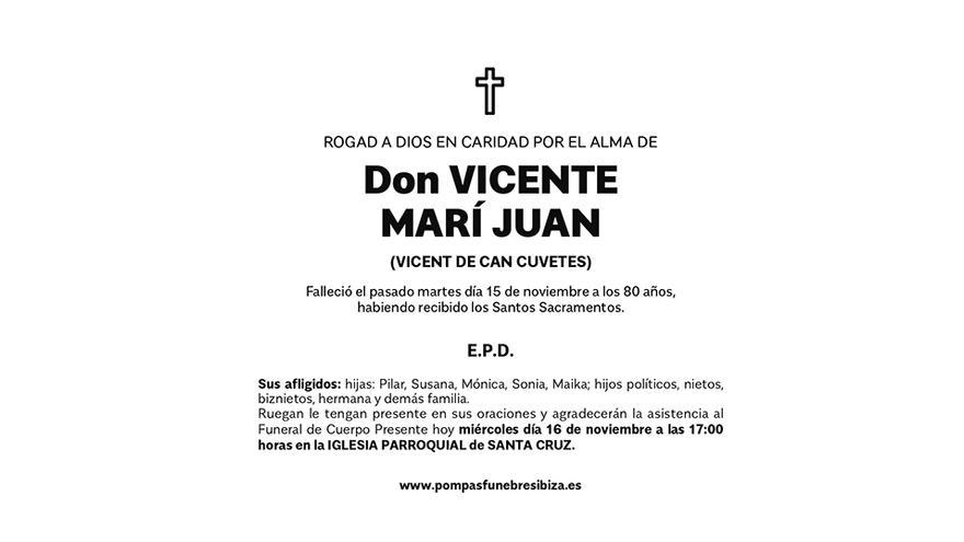 Esquela de don Vicente Marí Juan - Diario de Ibiza