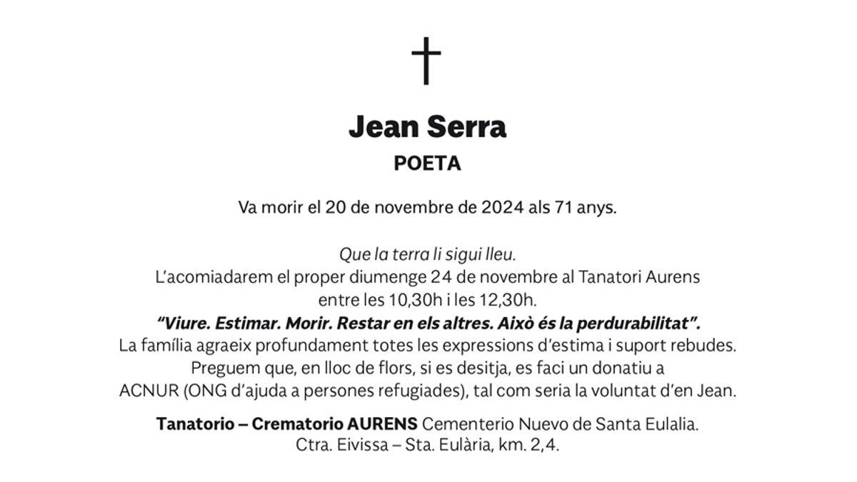 Esquela Jean Serra