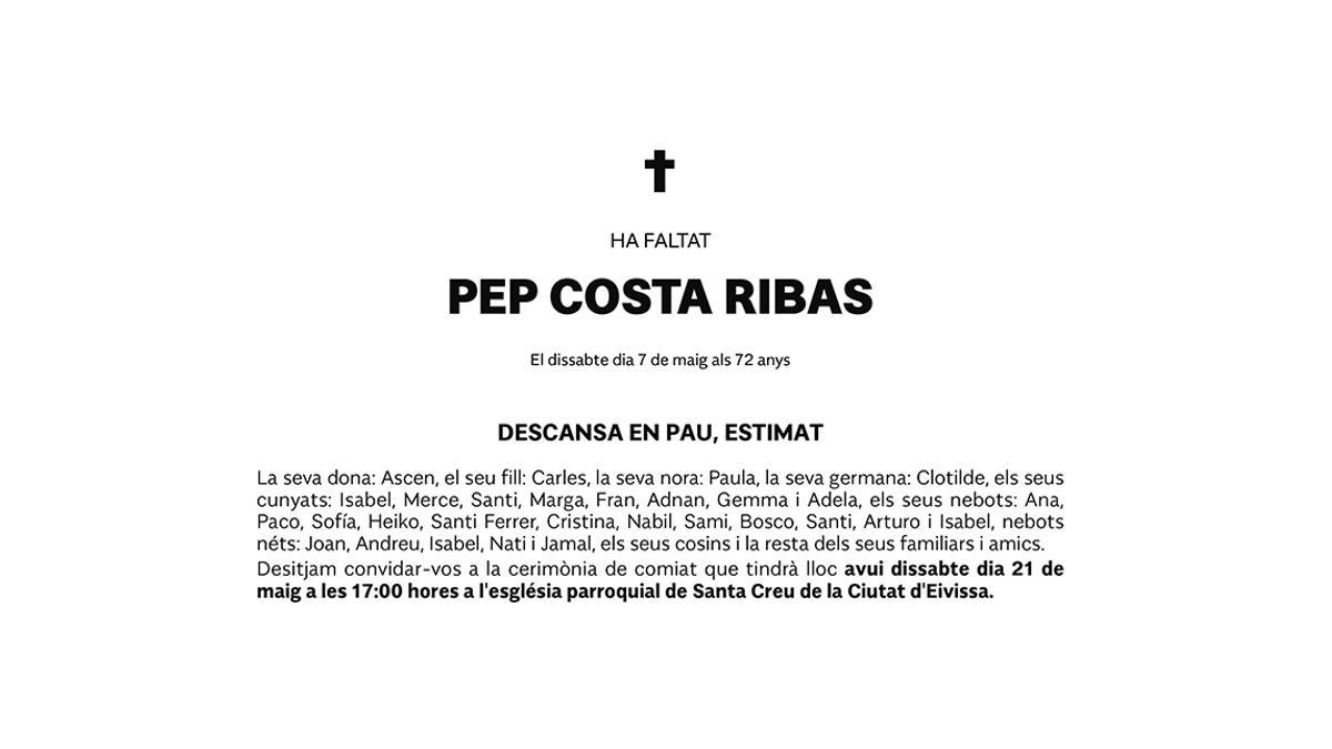 Esquela Pep Costa Ribas - Diario de Ibiza