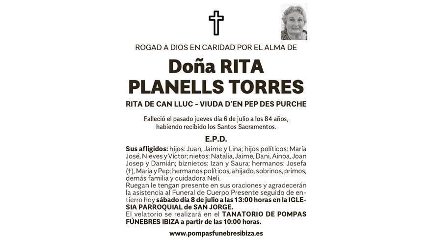 Esquela Rita Planells Torres - Diario de Ibiza