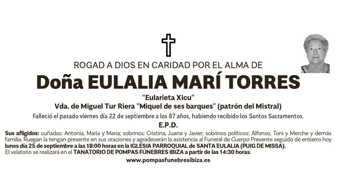 Esquela Eulalia Marí Torres