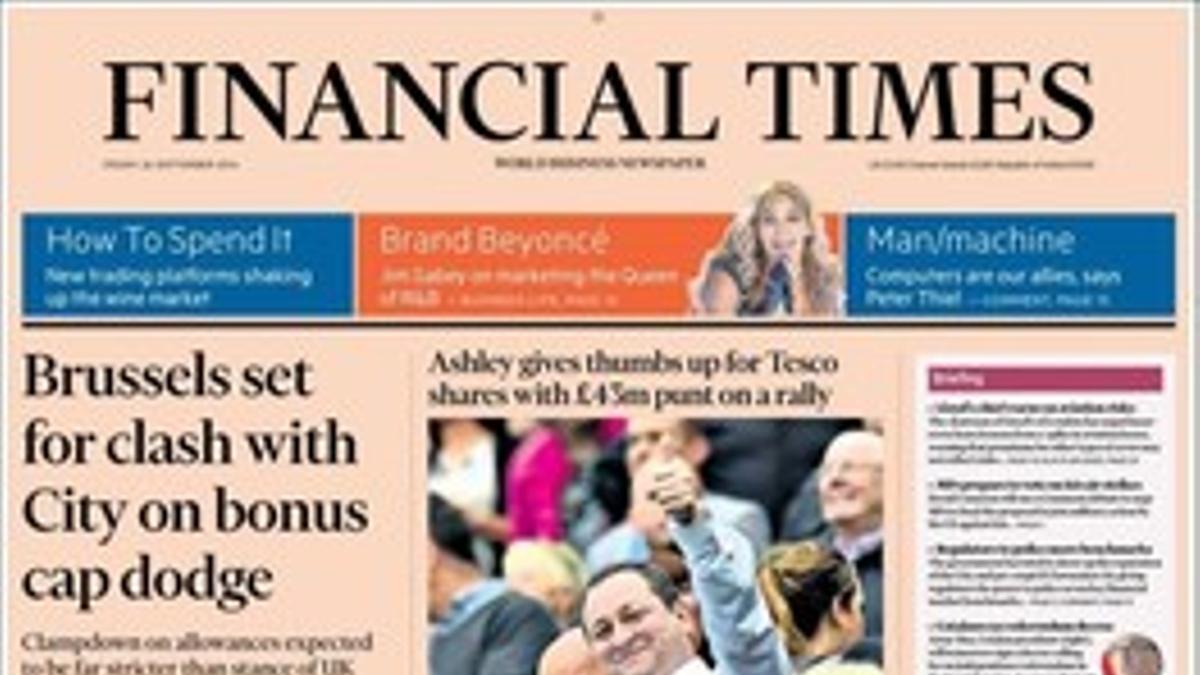 La convocatoria de la consulta del 9-N, portada del 'Financial Times'