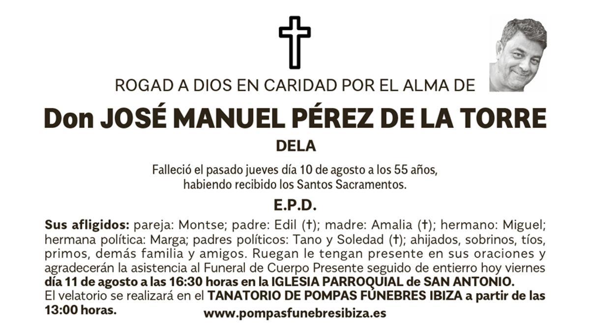 Esquela José Manuel Pérez de la Torre - Diario de Ibiza