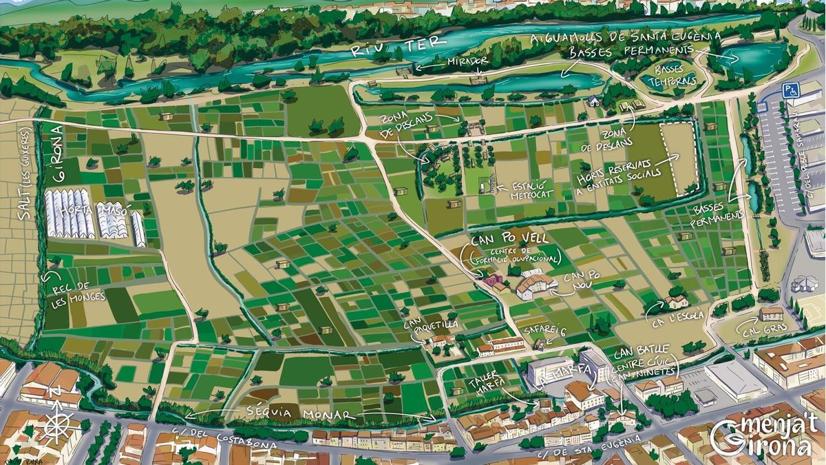 Editen un mapa il·lustrat per descobrir les Hortes de Santa Eugènia de ...