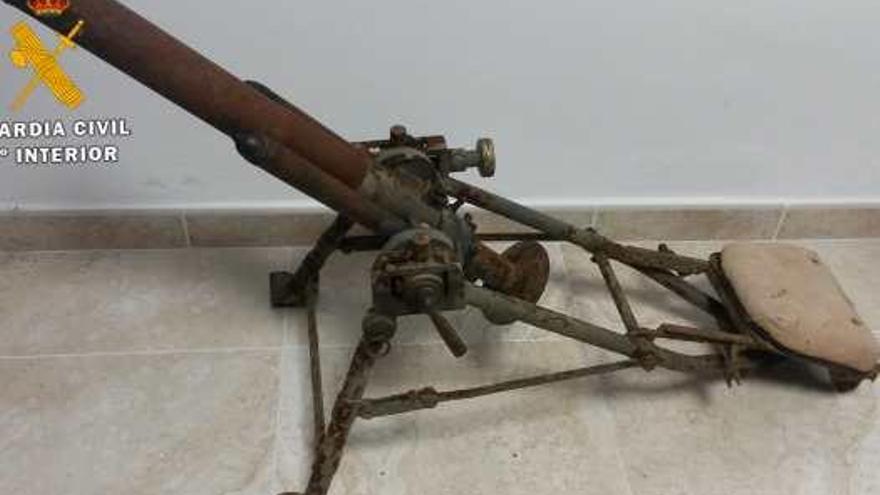 Encuentran un mortero usado en la Guerra Civil en Guaro