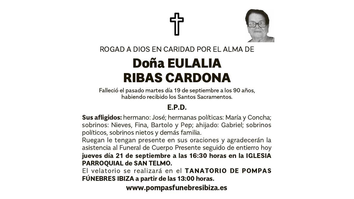 Esquela Eulalia Ribas Cardona - Diario de Ibiza