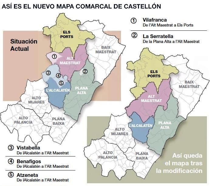 Las comarcas de Castellón se 'mueven': así es el nuevo mapa de la ...