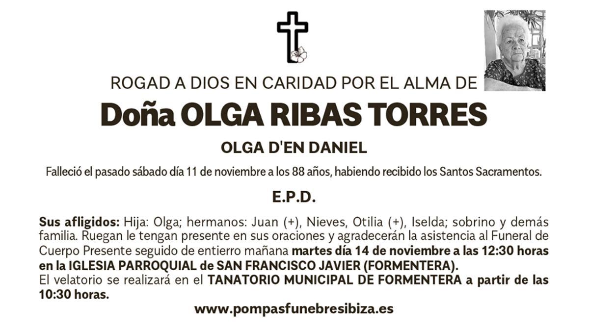Esquela Olga Ribas Torres - Diario de Ibiza
