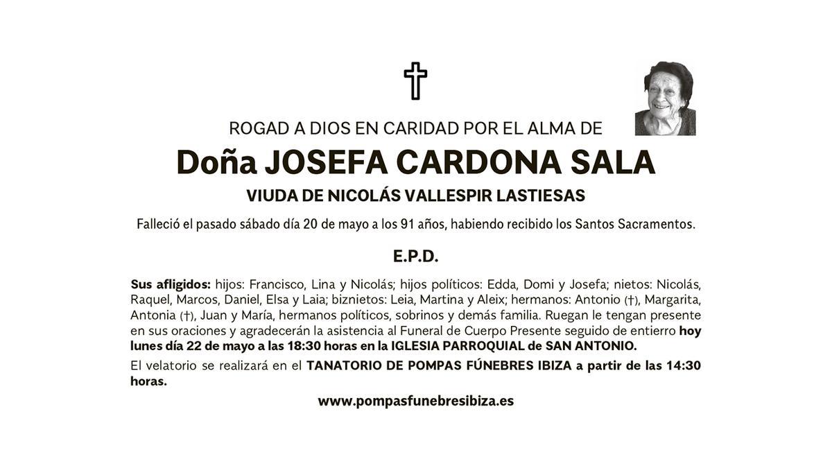 Esquela Josefa Cardona Sala