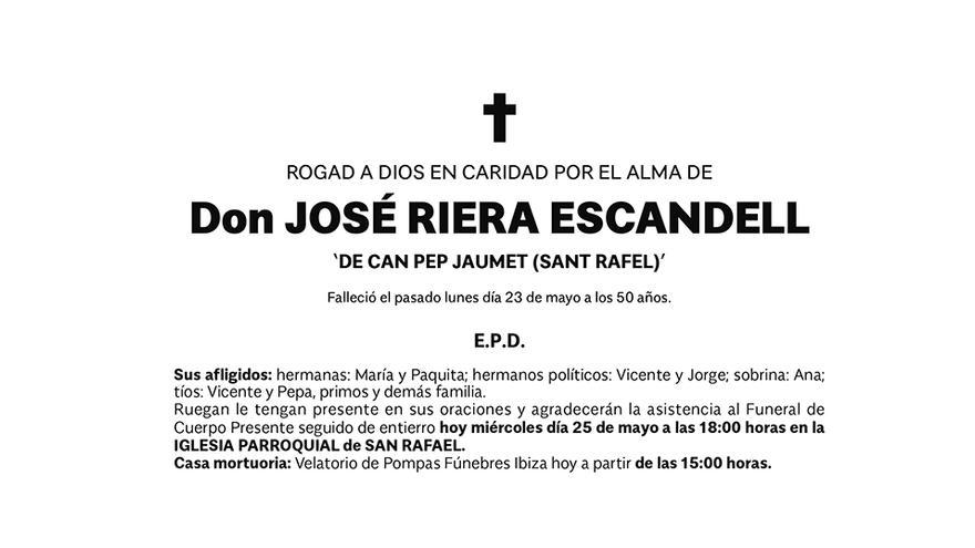 Esquela José Riera Escandell - Diario de Ibiza