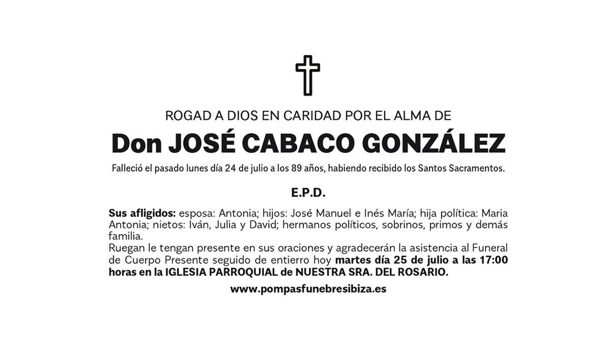 Esquela José Cabaco González - Diario de Ibiza