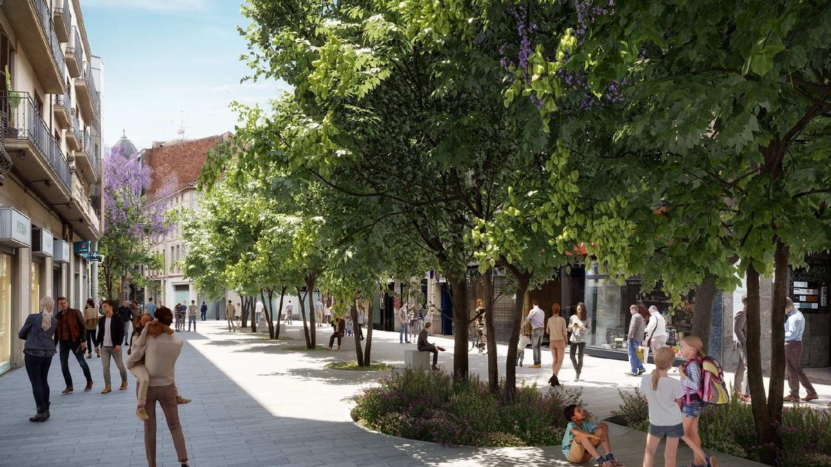 El carrer Guimerà de Manresa tindrà arbres amb grans jardineres i bancs ...