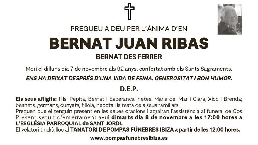 Esquela Bernat Juan Ribas - Diario de Ibiza